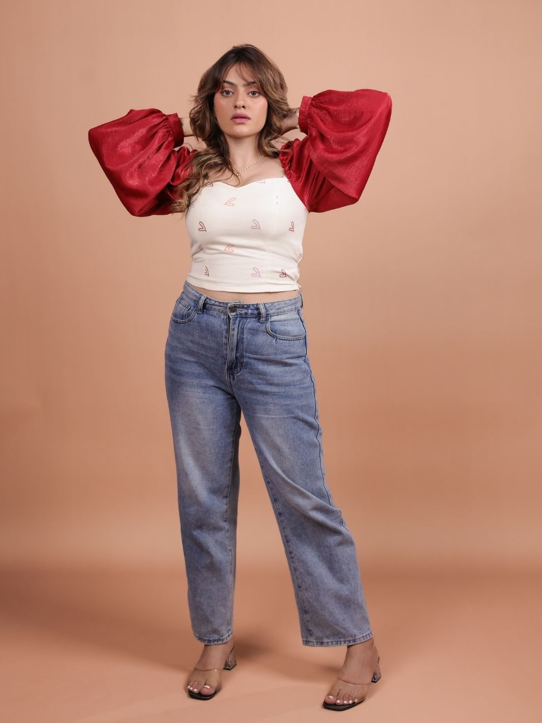 Hearts Red Satin Crop Top – R&Y